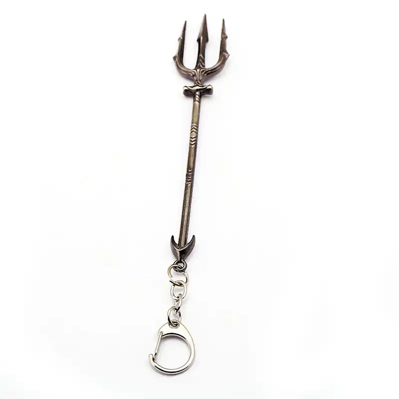 New Movie Aquaman Trident Keychain Justice League Keyring Holder weapon ...