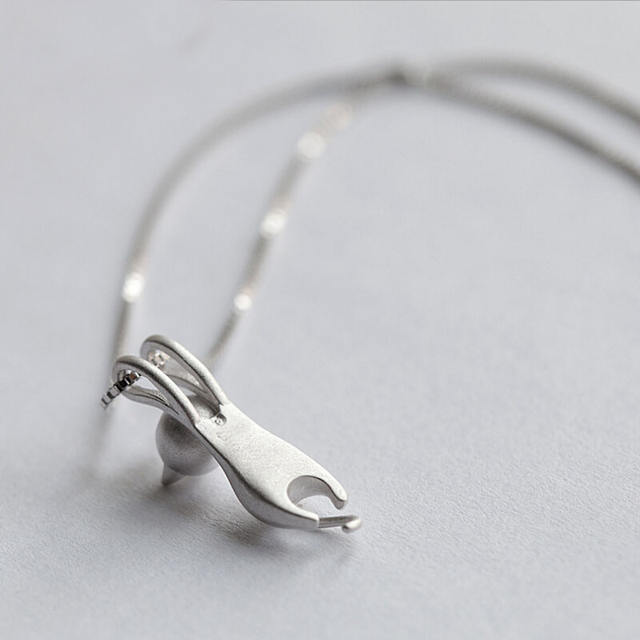 Cute Silver Plated Cat Necklace