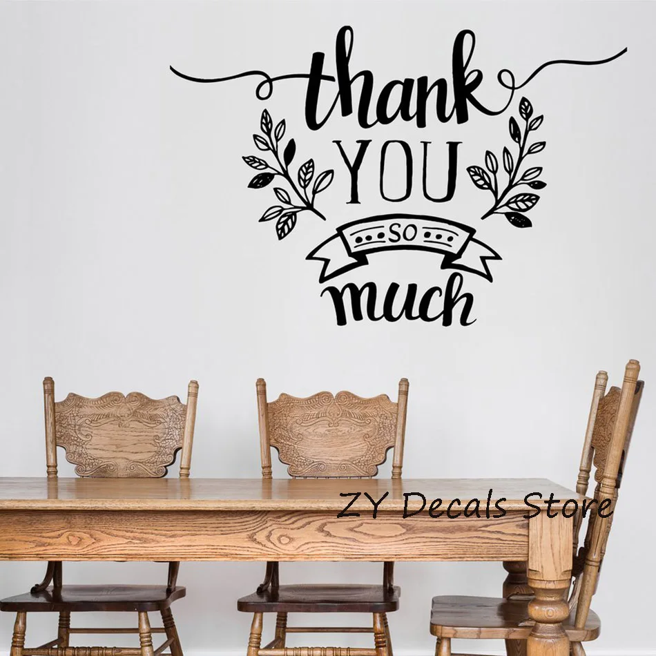 Thank-phrase Quotes Wall Sticker Kitchen Thank You So Mach Decor Decals ...