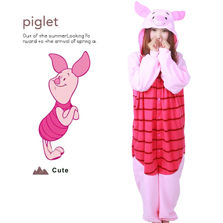 Adultos Onesie Unisex Cosplay de la Historieta Animal Piglet Pink Pig ...