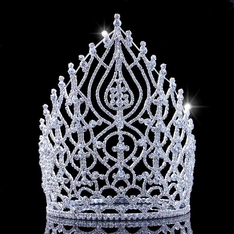 21.5cm 8.4in Height Rhinestone Pageant Crowns Alloy Large Tiaras And ...