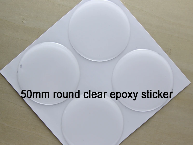 50 200pcs/lot 50mm Round Transparent Epoxy Stickers 3D Crystal Clear ...