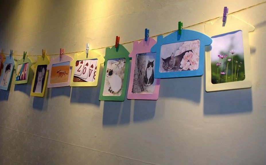 Hostelling-5-DIY-Hanging-Photo-Frame-House-Shape-Colorful-Picture ...