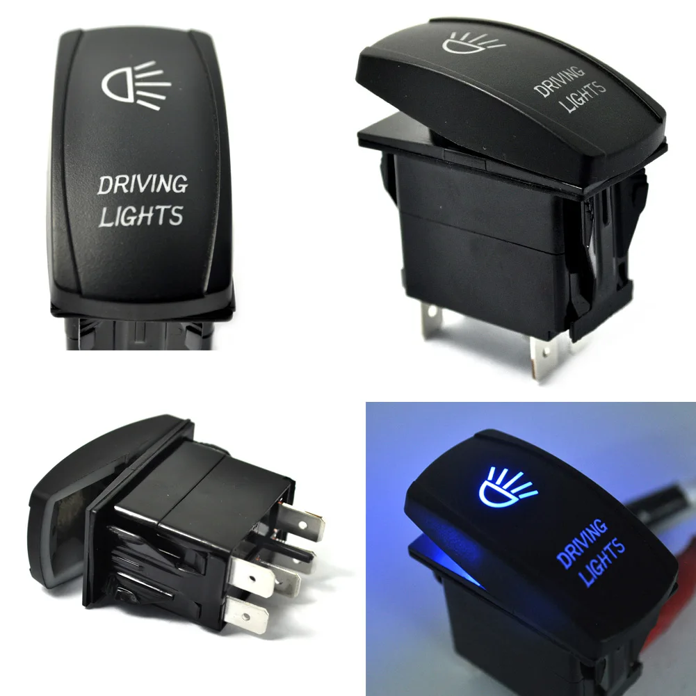 12V 20A Rocker Car Light Bar Switch Driving Lights Blue Laser LED on ...