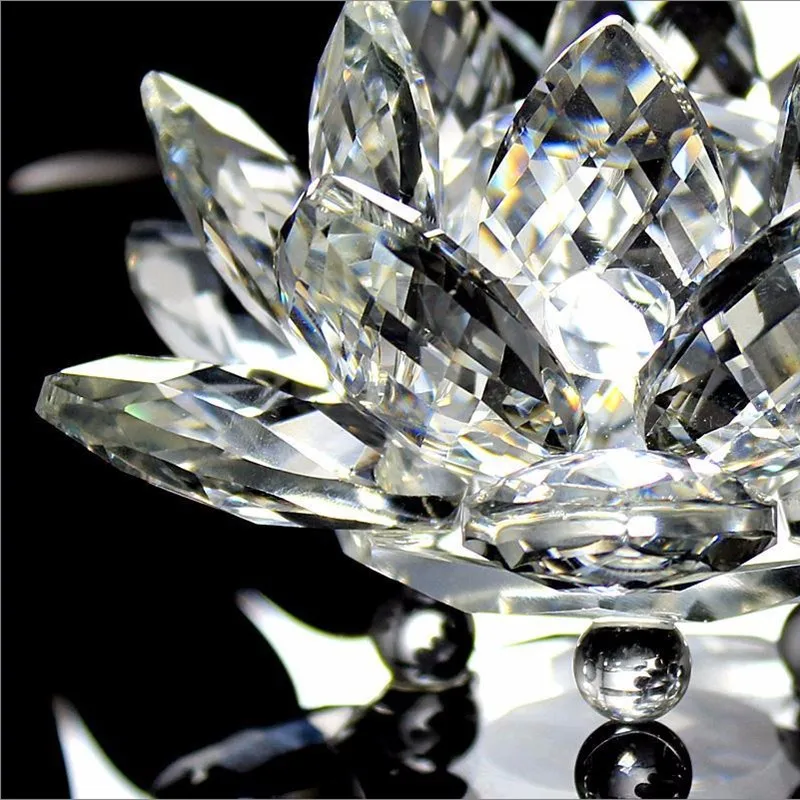 80 mm Feng shui Quartz Crystal Lotus Flower