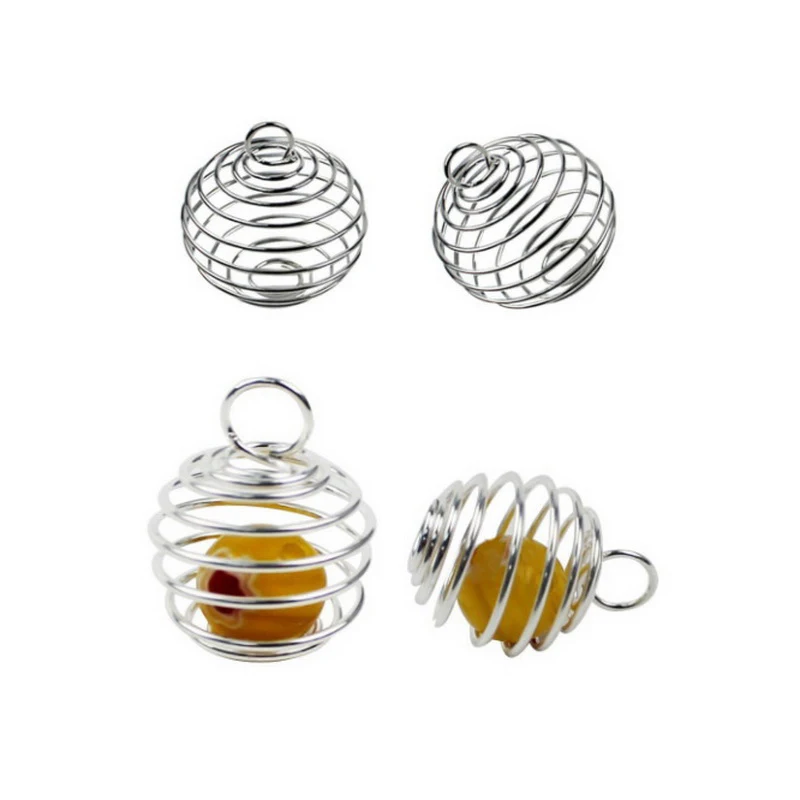 Colgante de jaula de bolas de resorte ahuecado Chapado en plata, puede ...