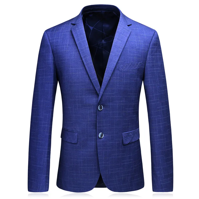 Royal Blue Mens Blazers Nuevas Llegadas 2017 de la Tela Escocesa Vestidos de Desgaste Del ...