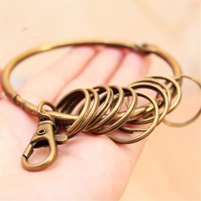100 pcs Hot Large Vintage Alloy Key Rings Holder Bronze Round Keychain ...