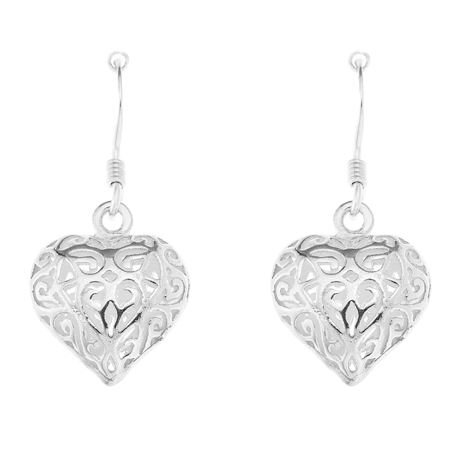Dangling earrings Women heart silver plated|earrings dangle|earrings ...