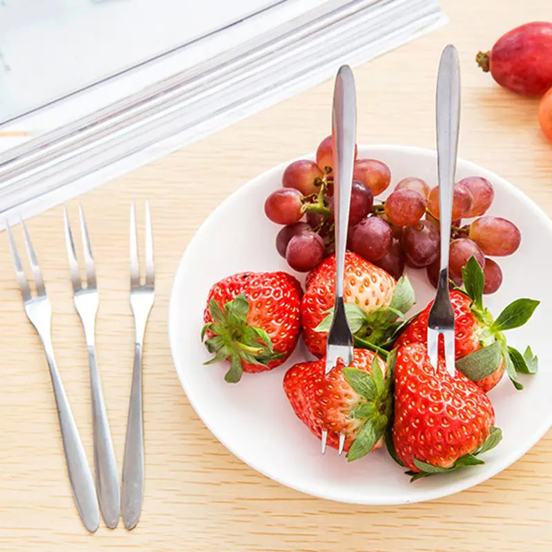 DAYFULI 2pc Stainless Steel Fruit Forks Bistro Cocktail Forks Tasting ...