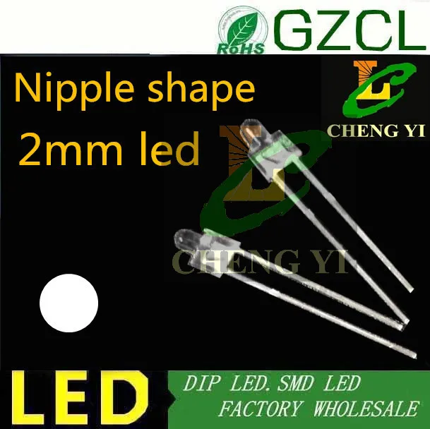 White 2mm Tower led water clear indicator two pin dip led 6000 7000K ...