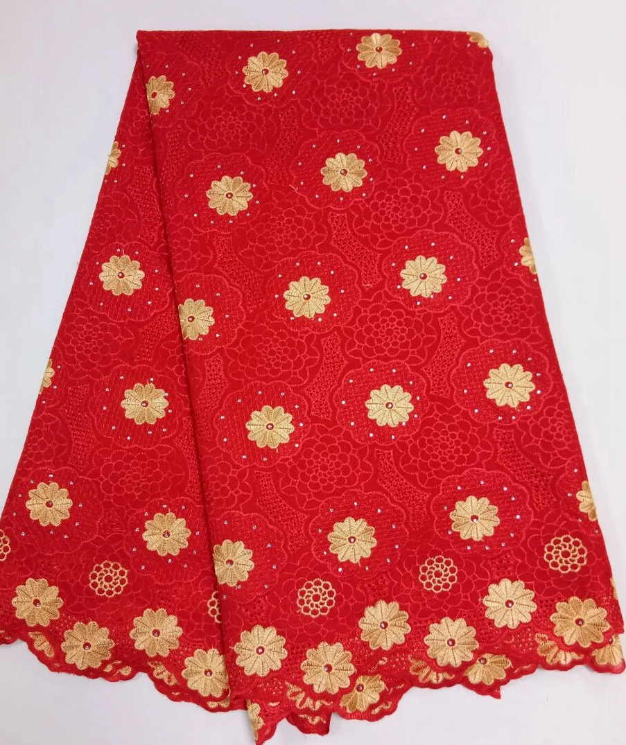 New Red African Swiss Voile Lace High Quality Cotton Material Nigeria ...