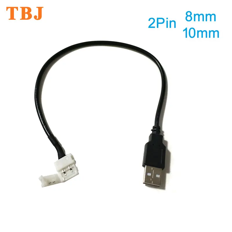 30CM-2Pin-8mm-10mm-USB-Cable-to-LED-Strip-Connector-Free-Welding-LED ...