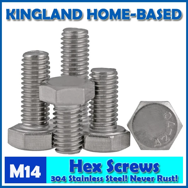M14 DIN933 External Hex Hexagon Head Screws Full Threaded Up To The ...