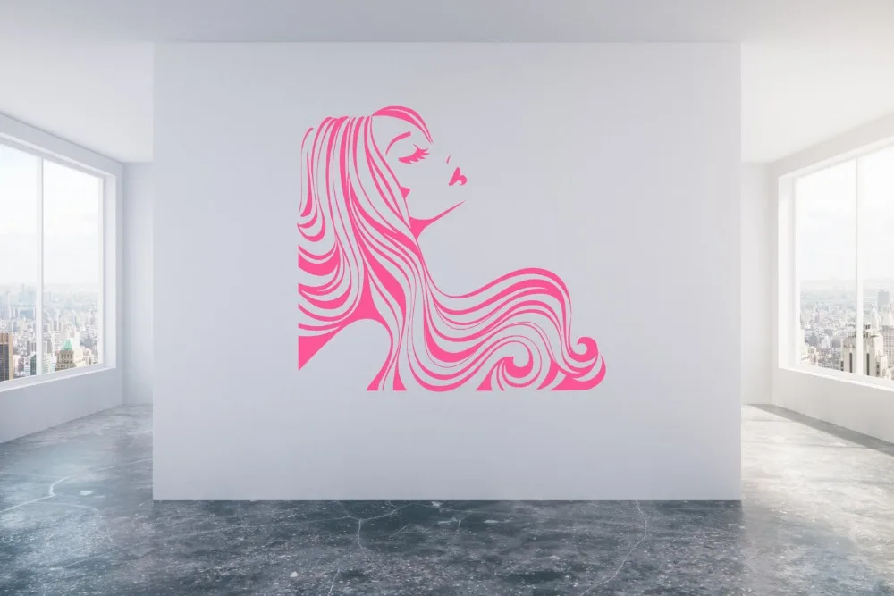 Girls Beauty Salon Wall Decal Sexy Woman Hairdresser Style Wall