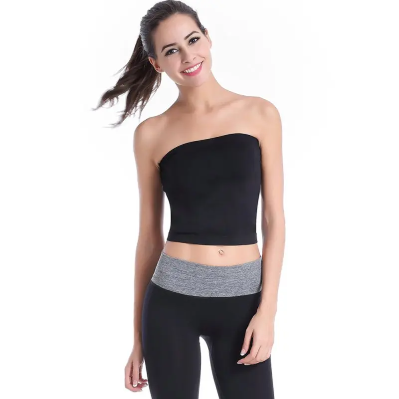 Women Lady Strapless Solid Bra Wrap Wrapped Chest 3 Function Sports