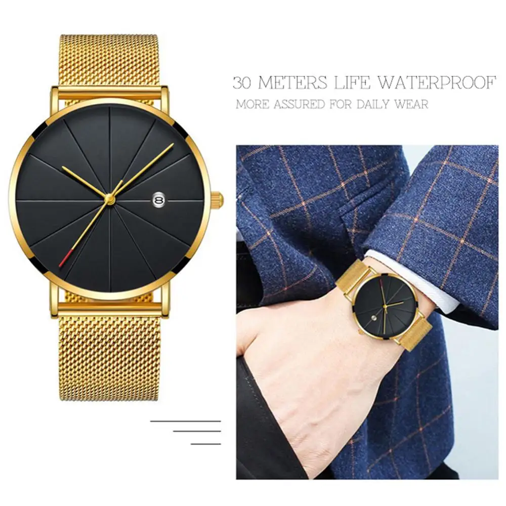 Men's Simple Watch Stainless Steel Ultra-thin Watches Classic Quartz ...