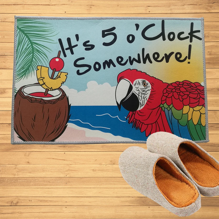 It's 5 o'clock somewhere Parrot Doormat Entrance Welcome Mats Hallway ...