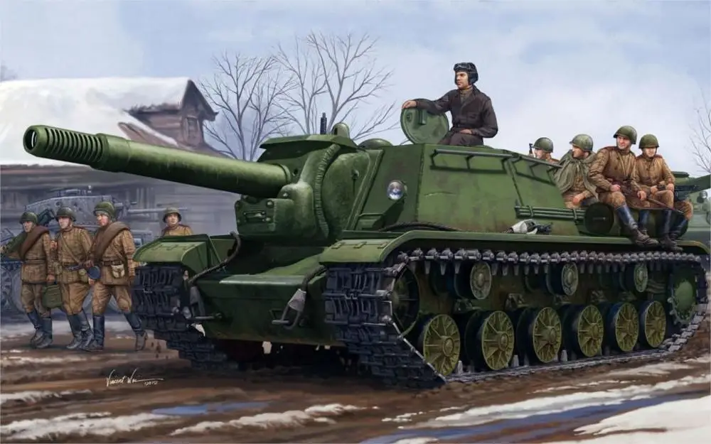 Art World War II WW2 Su 152 a Soviet self propelled artillery gun Fri Nassau soldiers art Canvas ...