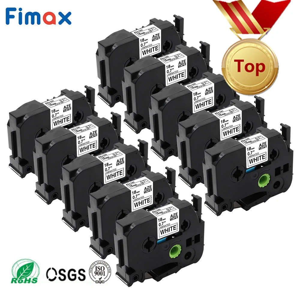 Fimax 10 partes tze241 18mm fita para impressora em preto e branco 1 ...
