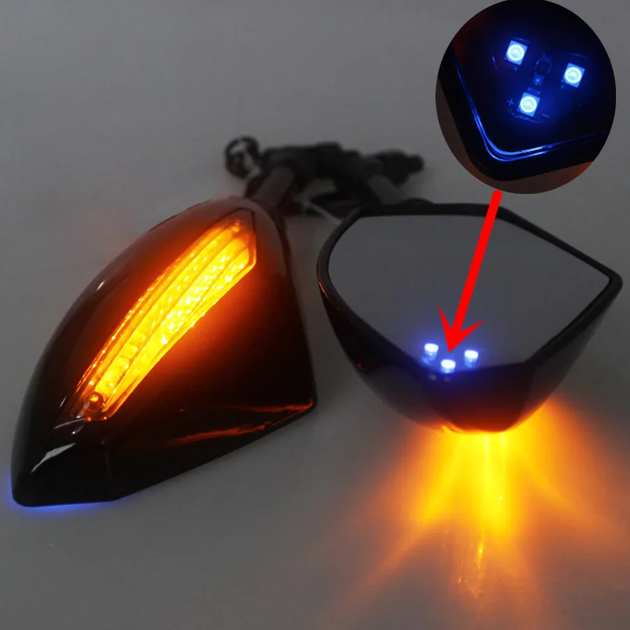 Motorcycle Indicator Led Turn Signals Integrated Rear View Mirrors