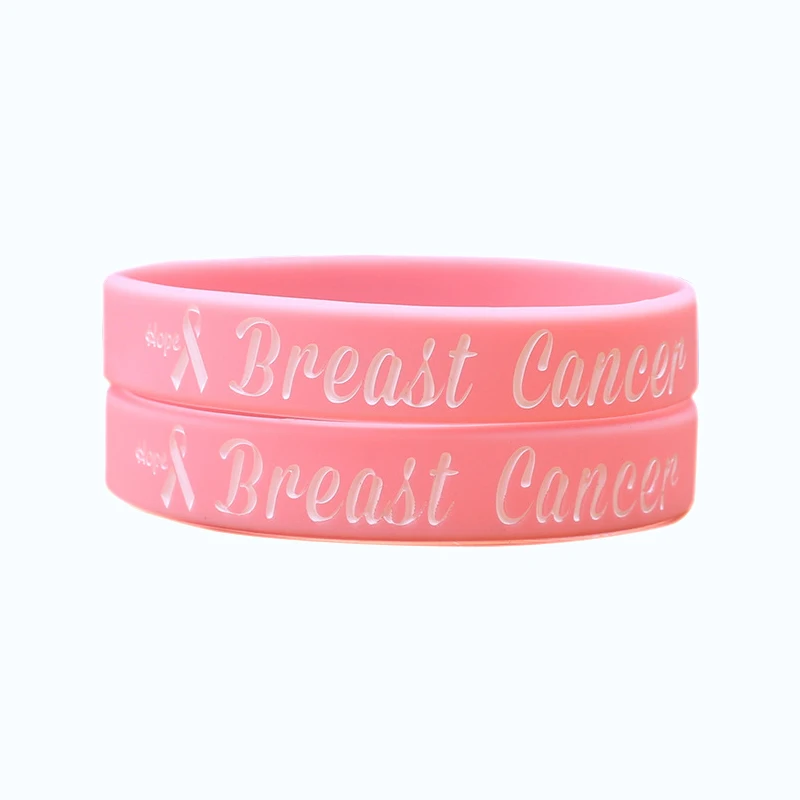 1PC Breast Cancer Pink Ribbon Awareness believe hope wristband silicone ...