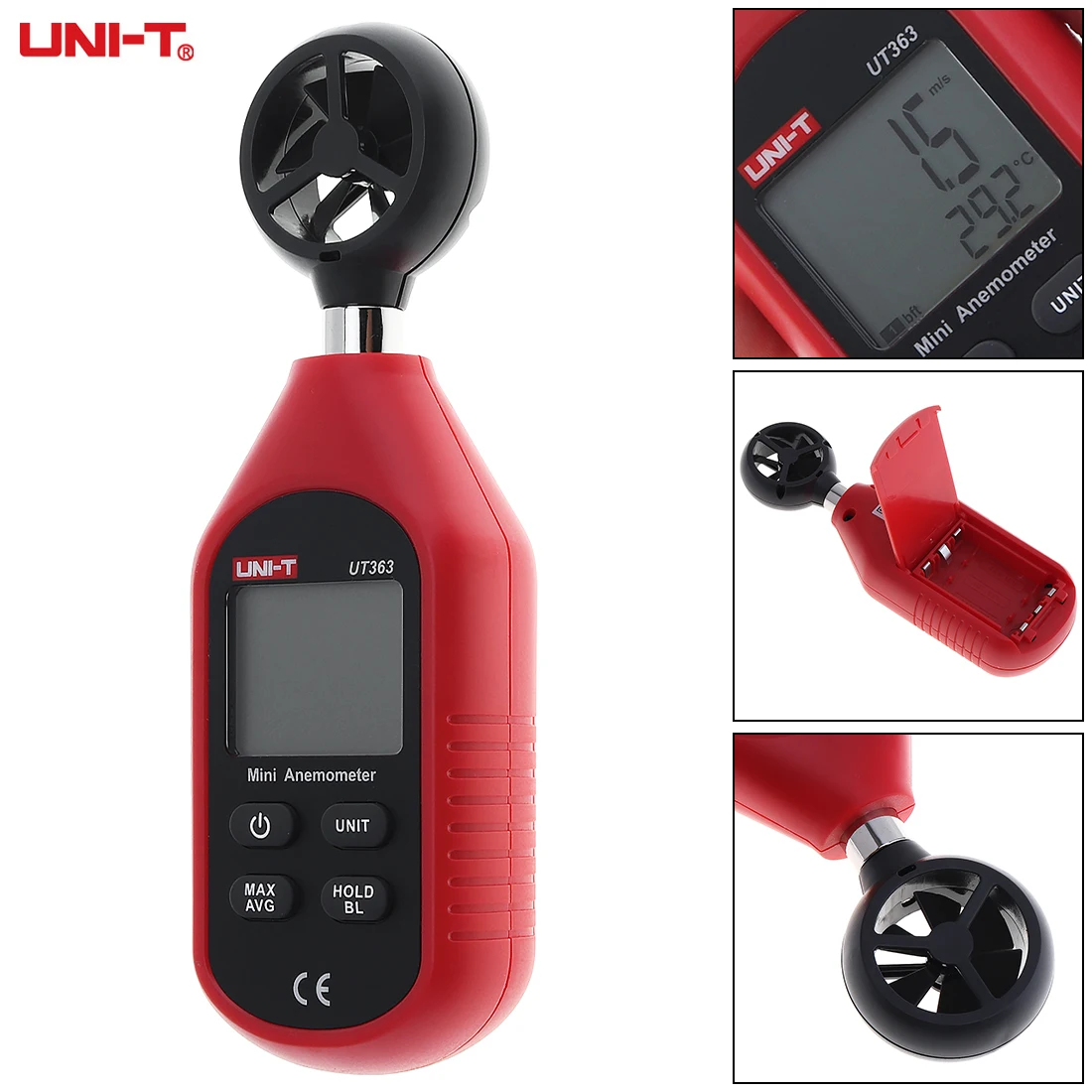 New UT363 Prtable Mini Digital Precision Anemometer with LCD Display ...
