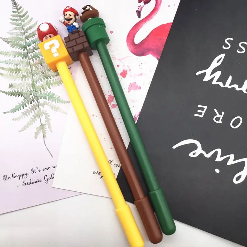 Creative Cartoon Cute Super Mario gel pen Kawaii pens Signature Pen ...