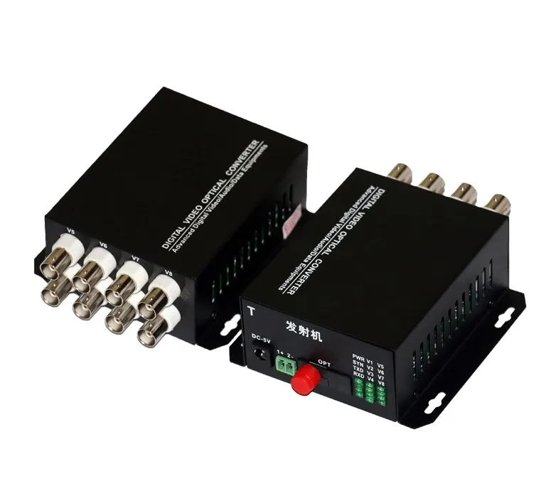 1 Pair 2 Pieces/lot 8 Channel Optical Video Converter 8v Fiber Optic ...