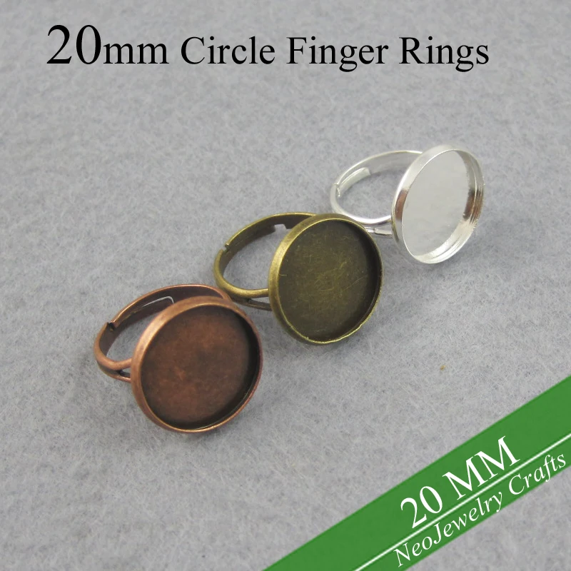 50 Pcs 16mm Ring Setting 16mm Ring Blanks Adjustable Ring Setting For