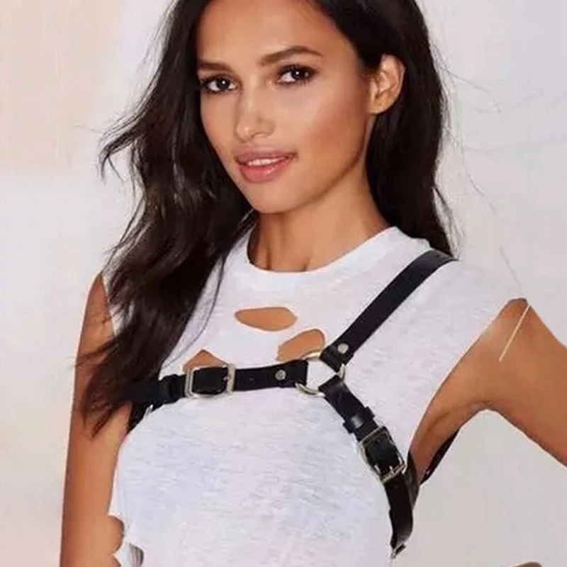 Gothic Suspender Women Leather Harness Sexy Punk Cross Sculpting Body
