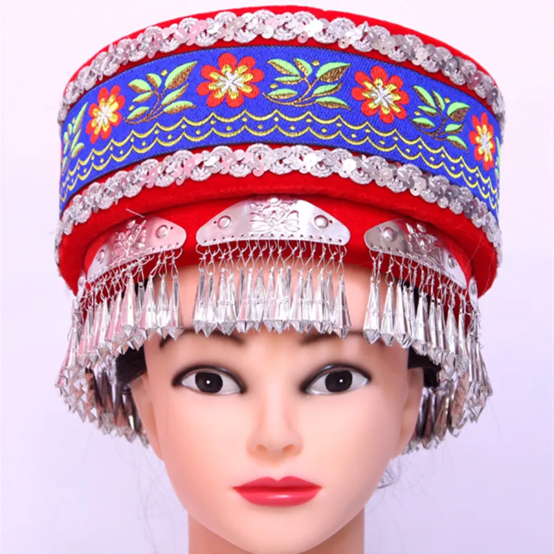 4 colors chinese minority hat for women national hat national dance hat ...