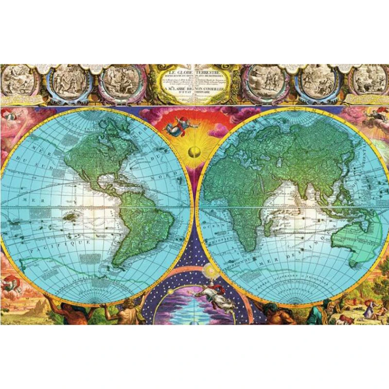 Full Square/Round drill 5D DIY Diamond Embroidery Retro world map ...