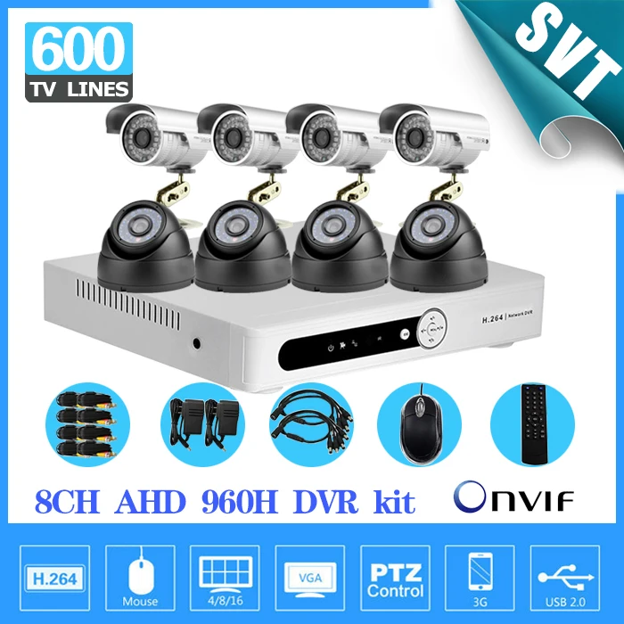 CCTV System 8CH DVR 8PCS Outdoor indoor 600tvl CCTV color Cameras ...