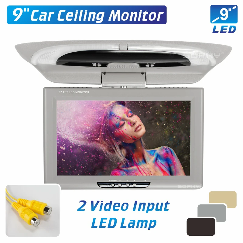 9 Inch Vehicle Automobile Car Flip Down Monitor Roof Mount Monitor LED ...