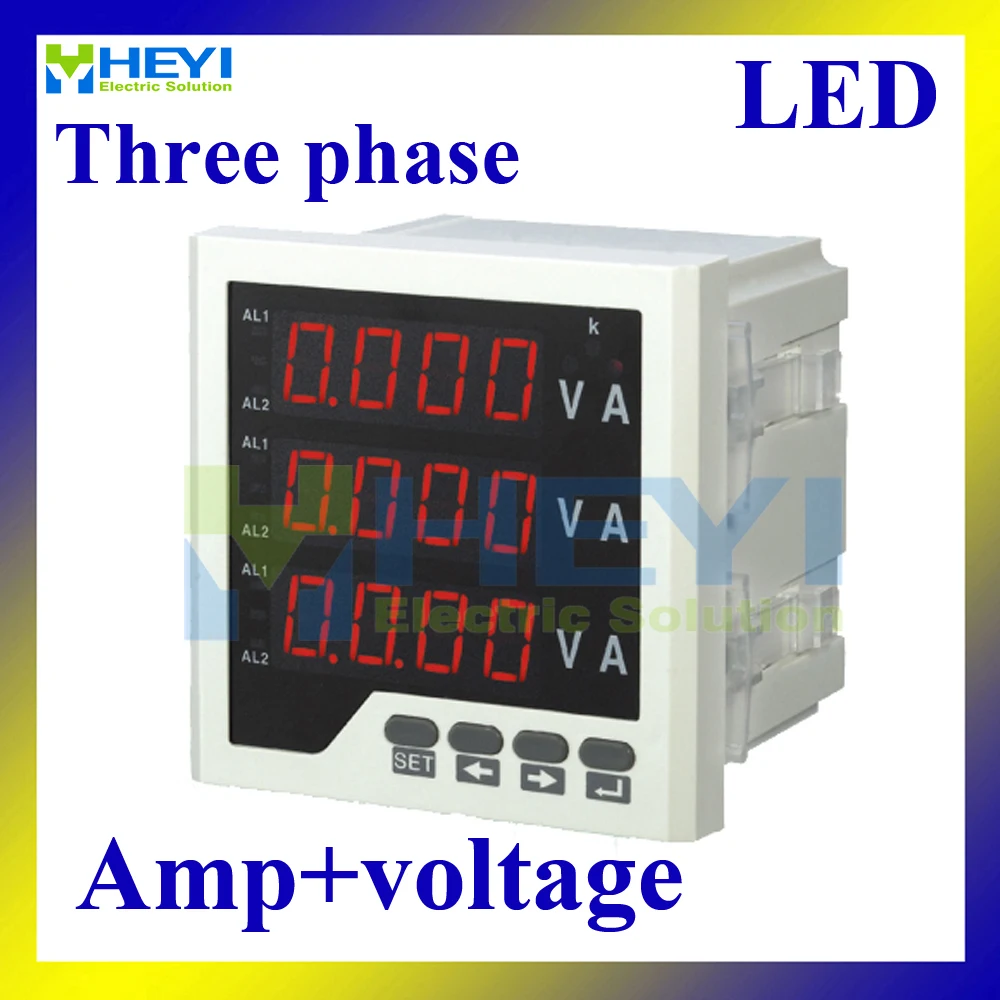 Three phase LED digital voltage ampere meter Combined Meters AC voltage-in Current Meters from ...