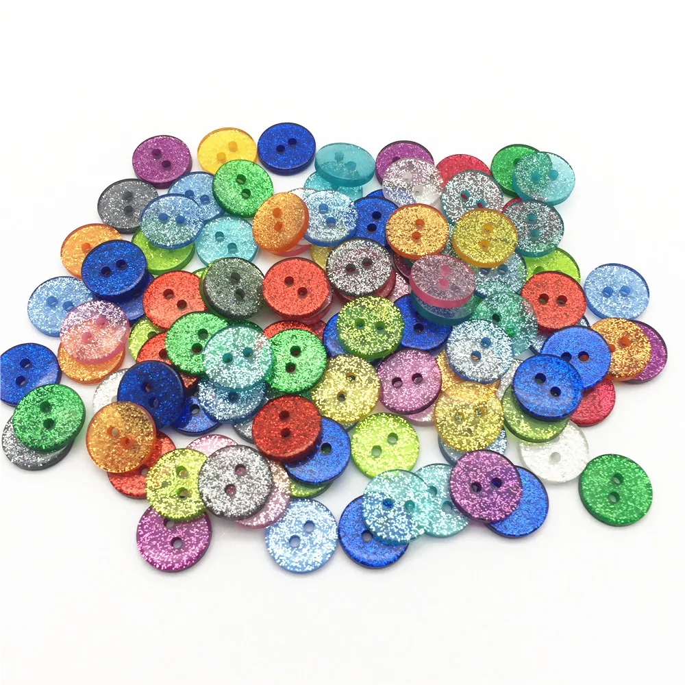 500pcs-13mm-Mixed-Glitter-Sparkle-Buttons-Resin-Round-2-Holes-Dress ...