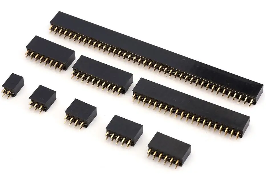 5pcs x 2.54mm Double Row Stright Female Pin Header Strip PCB Connector ...