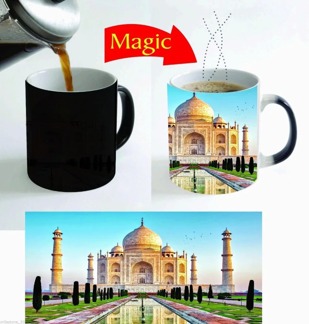 Taj Mahal Agra India mugs coffee mug Heat Sensitive transforming cup ...
