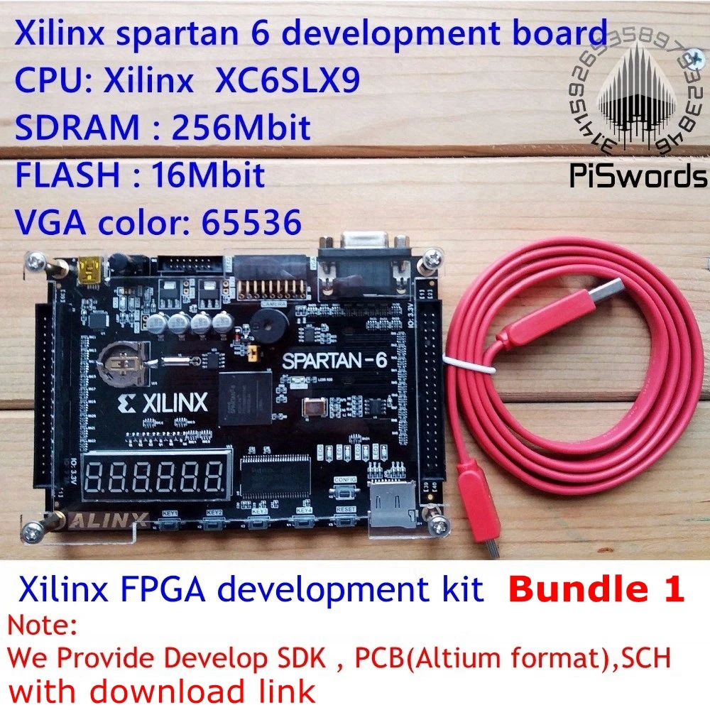 Xilinx Placa de demostración spartan 6 FPGA, placa Xilinx Spartan6 XC6SLX9 con 256Mb SDRAM ...