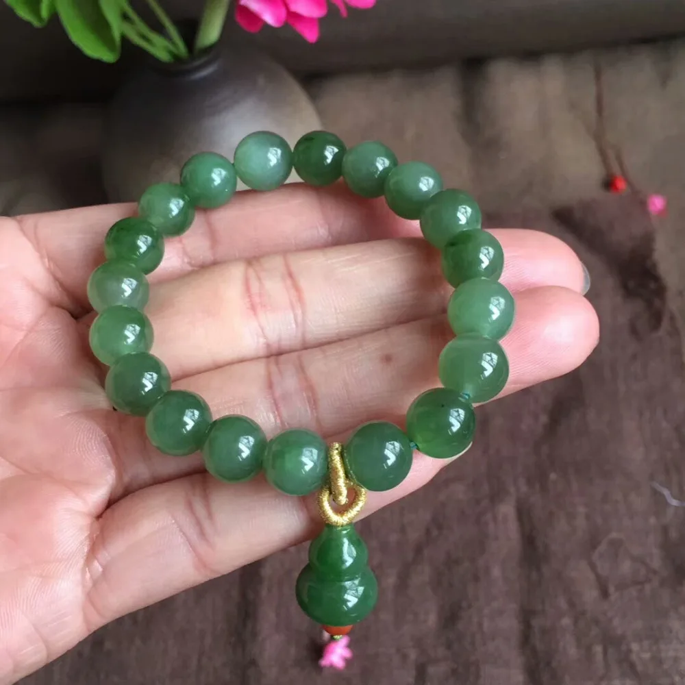 Certificate 9.5mm Natural Russian Jasper Jade Green Crystal 9.5mm ...