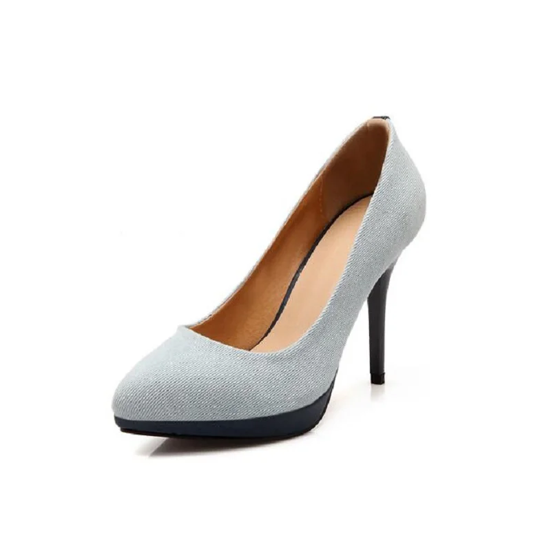 Cattle Suede Plus Size High Heeled Shoes Women Pumps Thin Heels Pointed ...