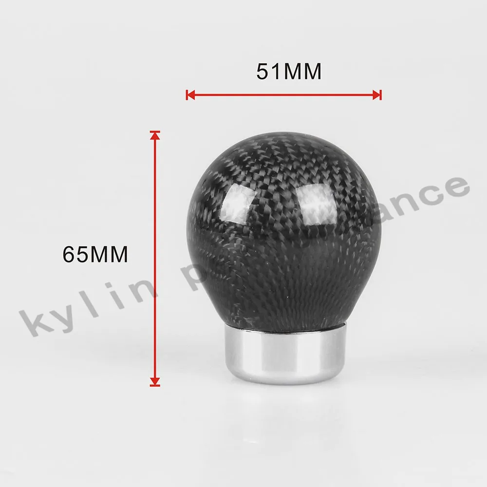 Real Carbon Fiber Car Gear Shift Knob Shifter Lever Round Ball Shape ...
