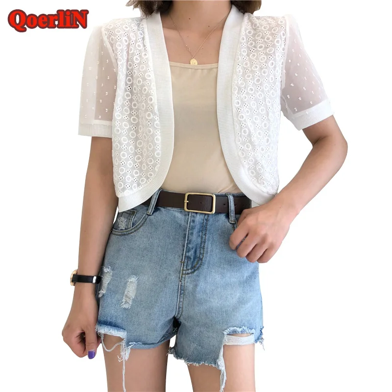 QoerliN M 3XL Cardigan Suncoat Women 2018 Summer New Open Stitch Short ...