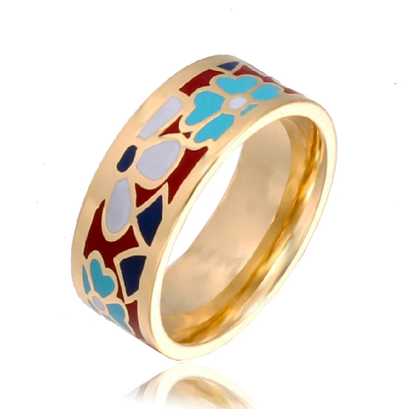 3 Colors Fashion Rings Colorful Enamel Flower Ring for Woman Party ...