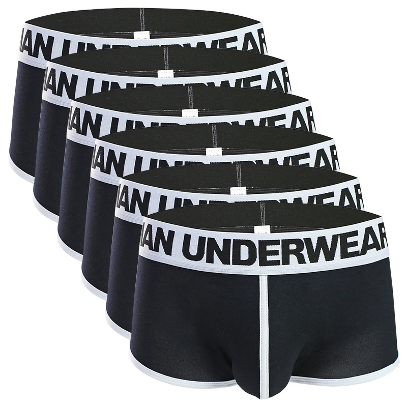6pcs/lot Silk Polyester Men Sexy Boxers Black Underwear Transparent ...