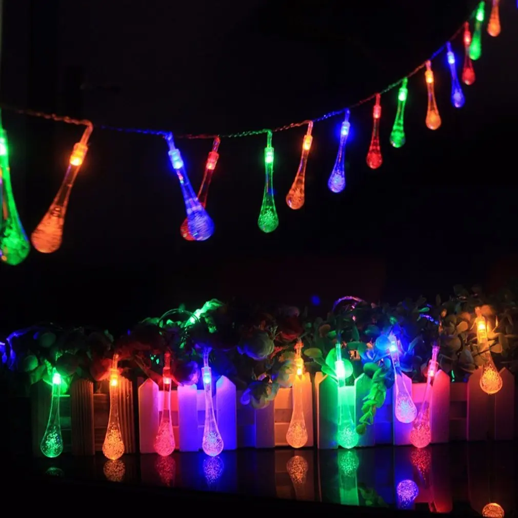 Solar Power 30 LED Water Drop Lighting String Waterproof String Light ...