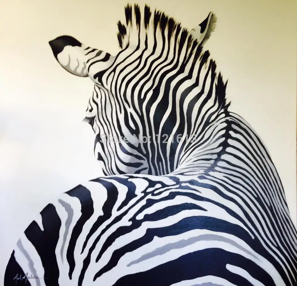 Handpainted Oil Painting On Canvas Zebra Home Decoration Wall Art Drop ...