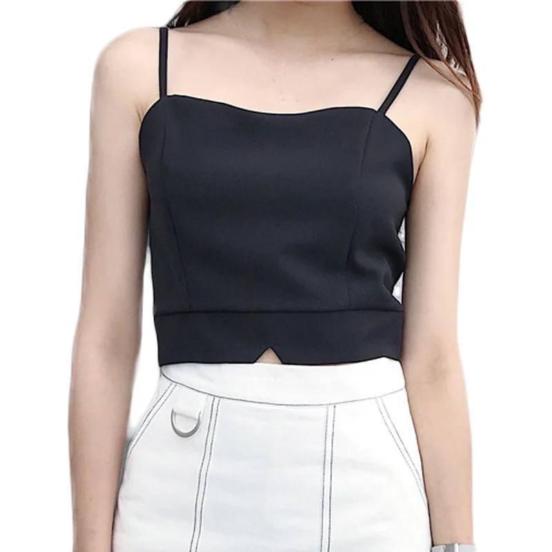 2018 Summer Sexy Spaghetti Strap Tanks Top Women Women Zip Cropped Vest