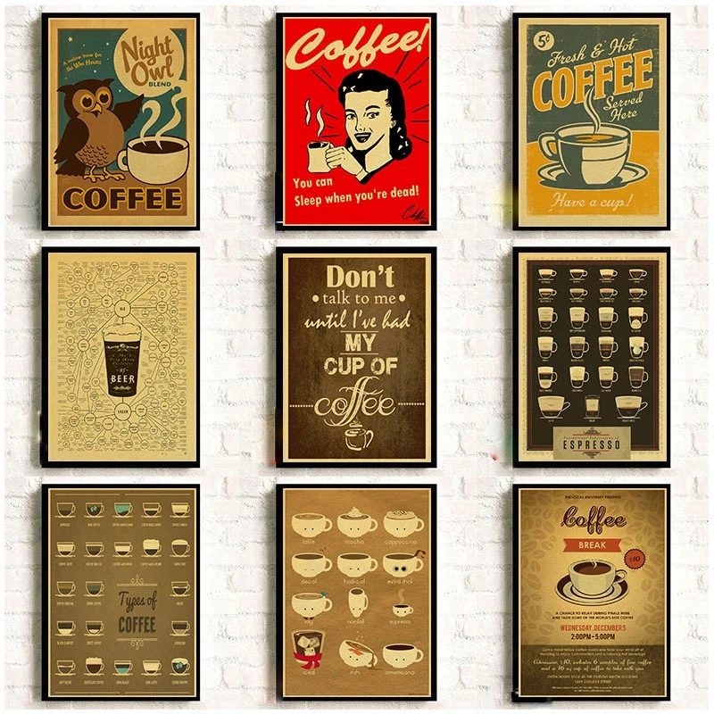 Coffee Collection Cafe Kitchen Decorative Posters Vintage Poster Retro ...